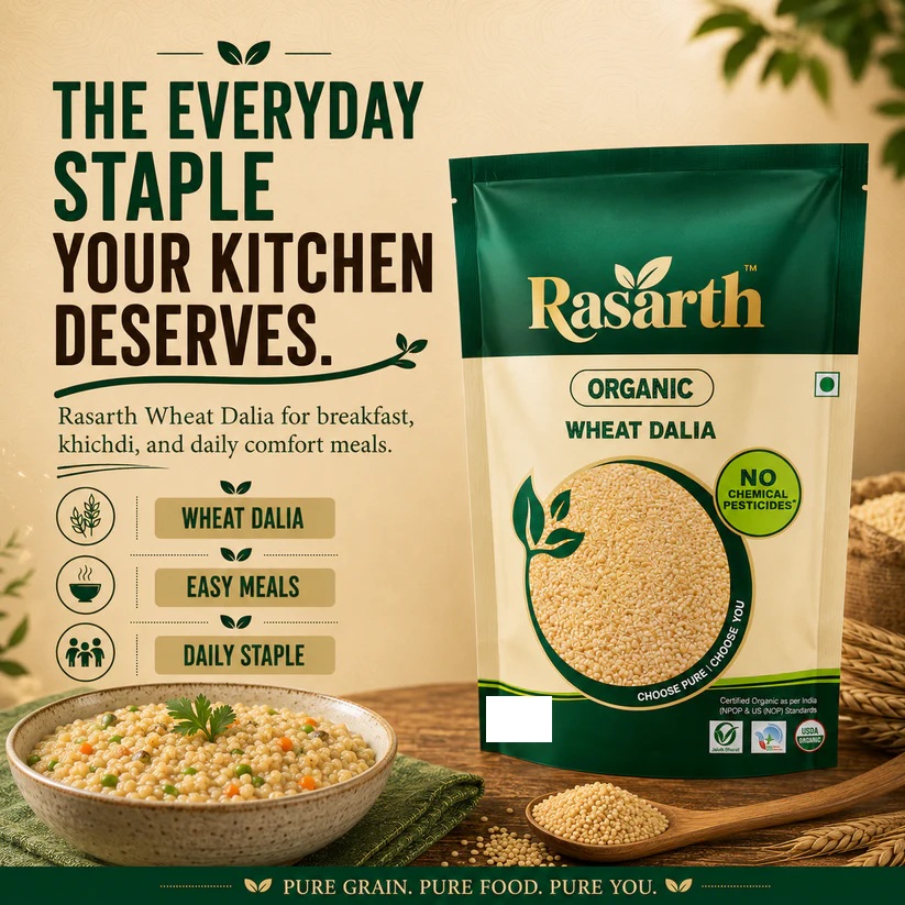 RASARTH ORGANIC CRACKED WHEAT DALIA 908G - Spice Bazaar